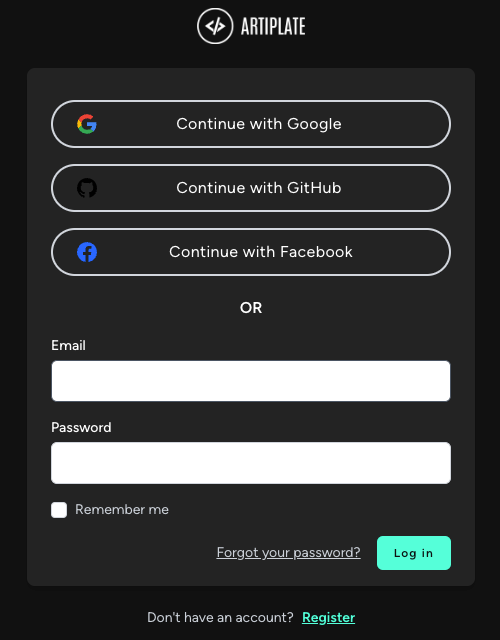 Login Component | Artiplate